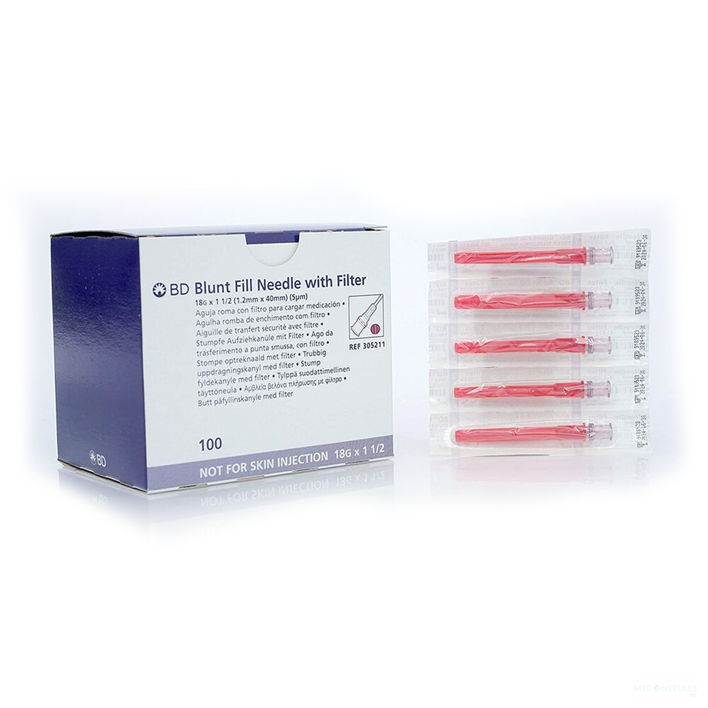 18G x 1 1/2" - BD 305211 Blunt Fill Needles with Filter (5 Micron) | 1 ...